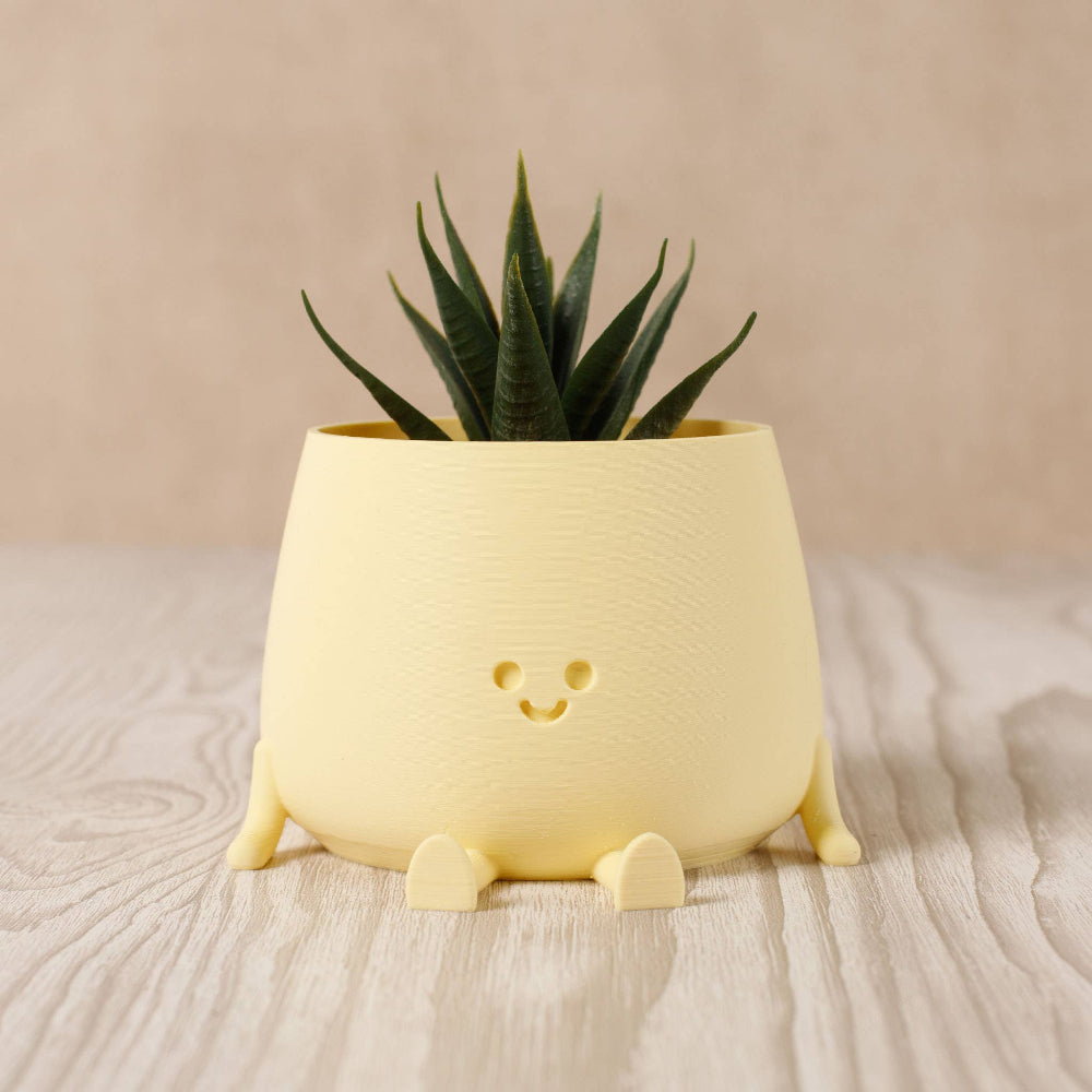 Small Yellow Happy Plant Pot | Albert & Moo